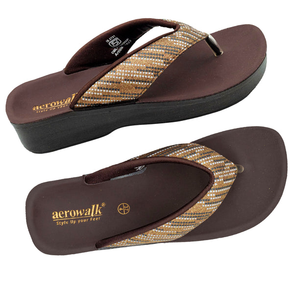 Aerowalk Women Copper V-Shape Sandal with Polka Dotted Upper (0823_COP ...