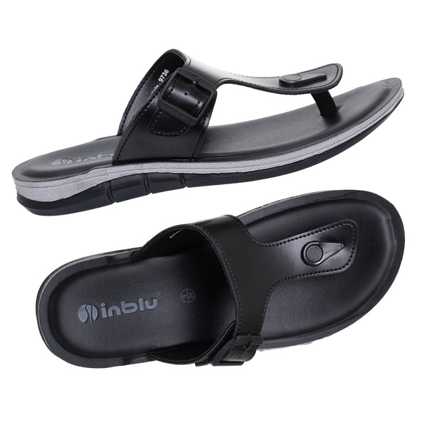 Inblu Men Black T-Shape Sandal with Buckle Styling (9736_BLACK) – The ...
