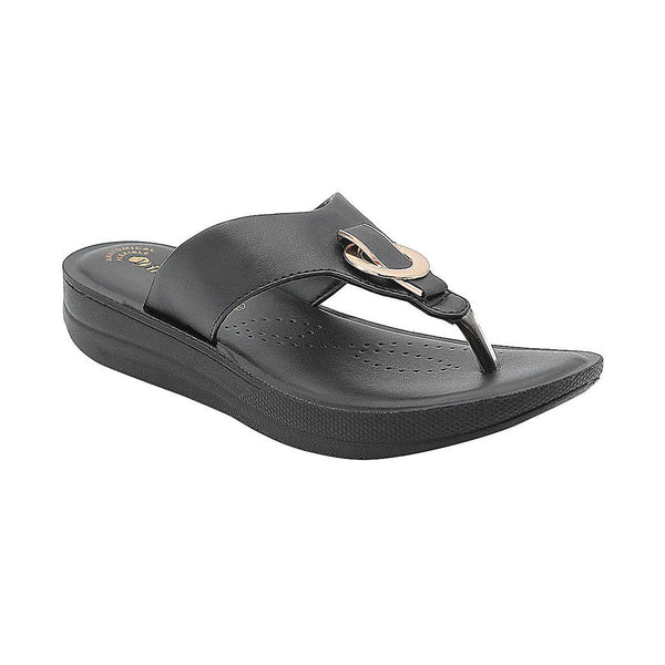 Inblu Women Black Thong Style Sandal with Embelished Upper (CR08_BLACK ...